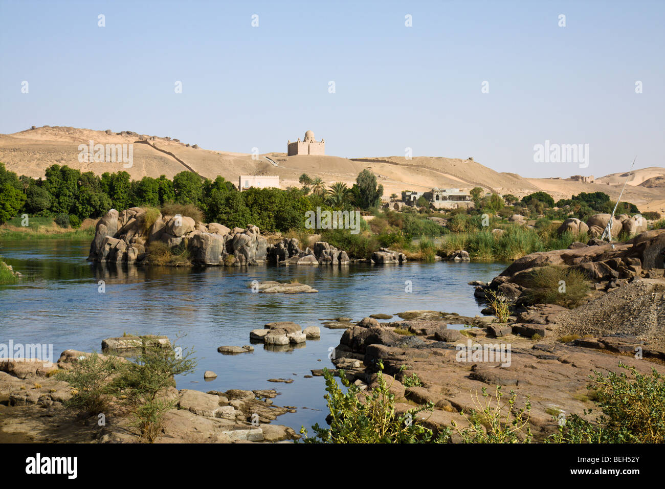 Mausoleum of Aga Khan over Nile Cataract Landscape, Aswan, Egypt Stock ...