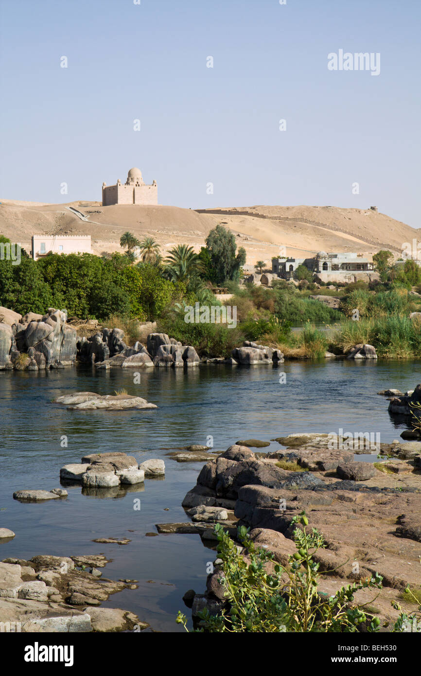 Mausoleum of Aga Khan over Nile Cataract Landscape, Aswan, Egypt Stock ...