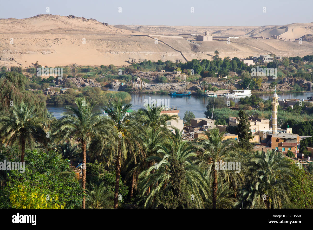 View on Nile River Landscape of Aswan, Aswan, Egypt Stock Photo - Alamy
