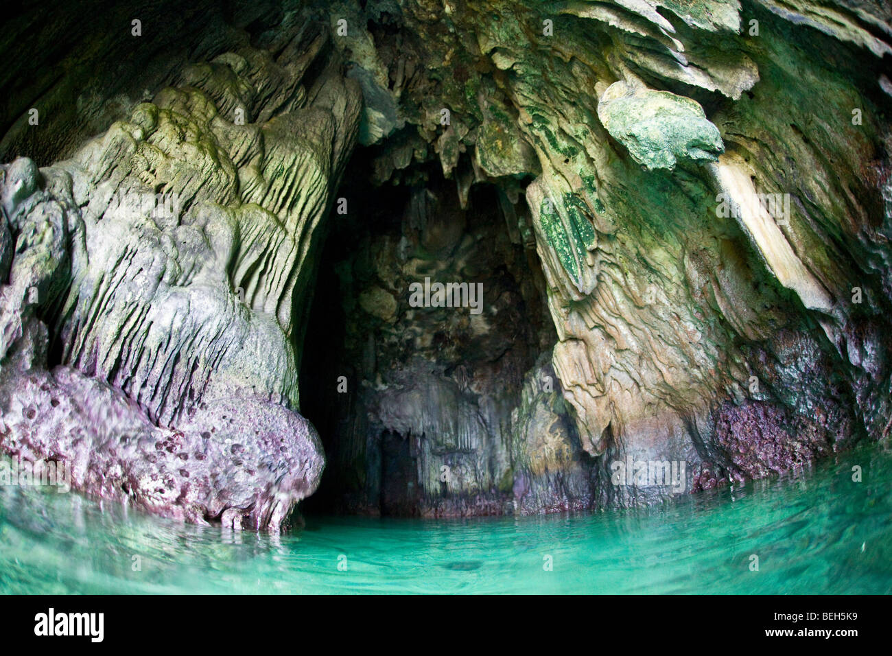 Calcite Formations cover Limestone Cave, Misool, Raja Ampat, West Papua ...