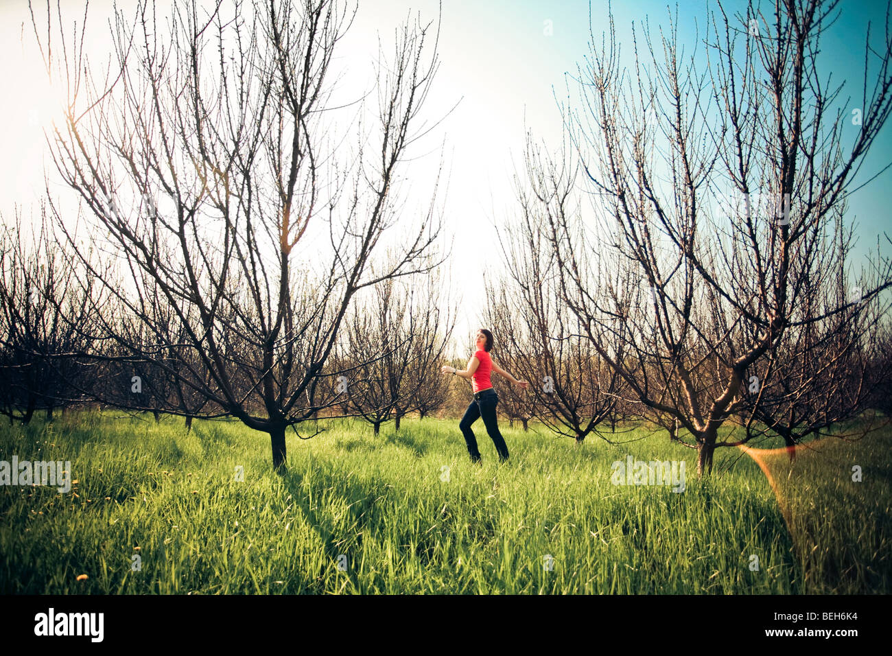 Beautiful woman in the park Stock Photo - Alamy