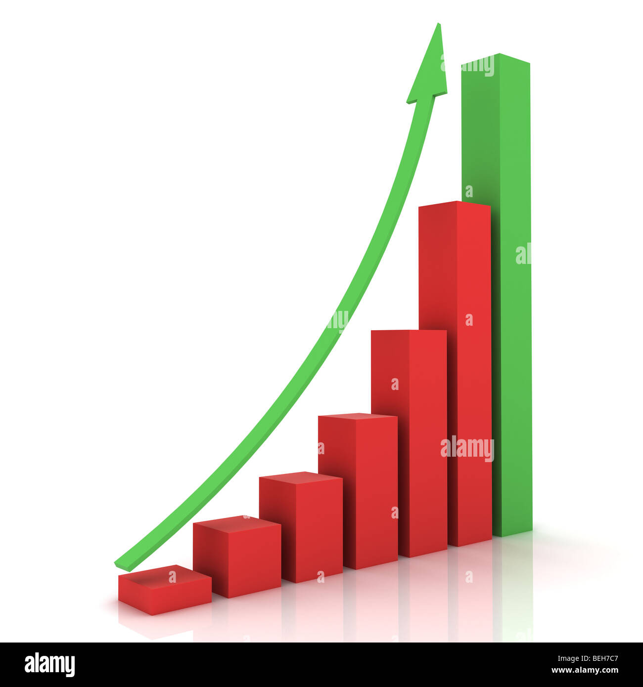 Business bar chart with arrow pointing up Stock Photo - Alamy