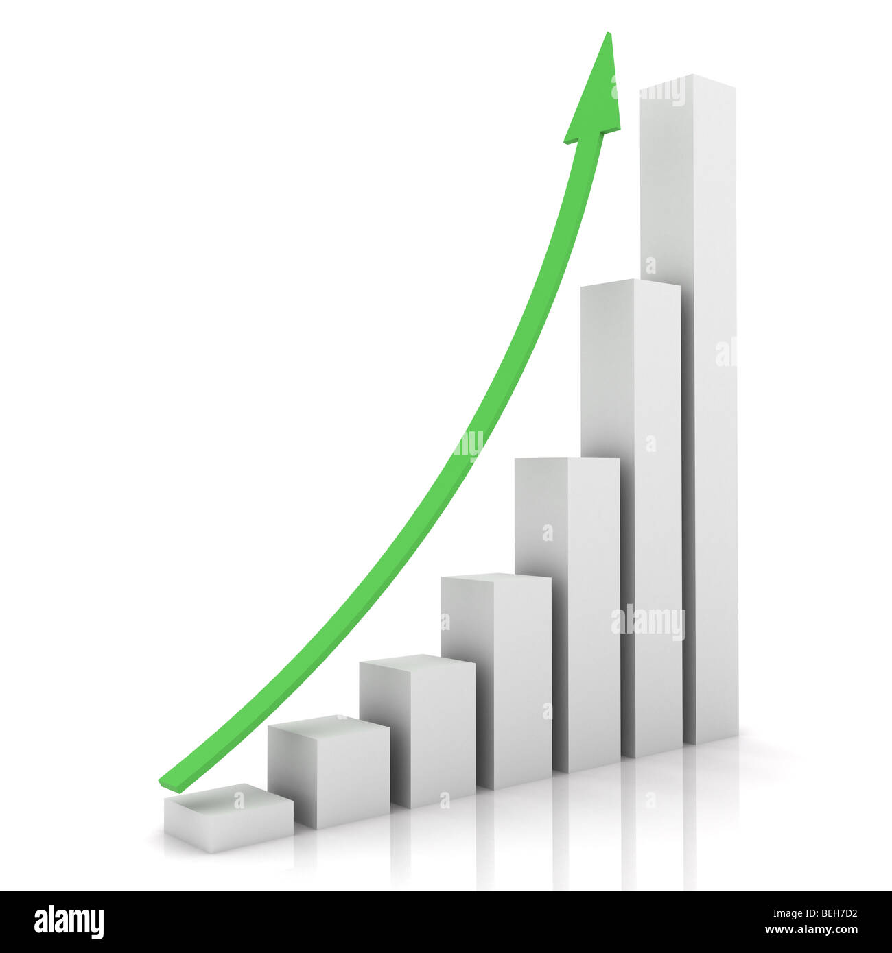 Business bar chart with arrow pointing up Stock Photo - Alamy