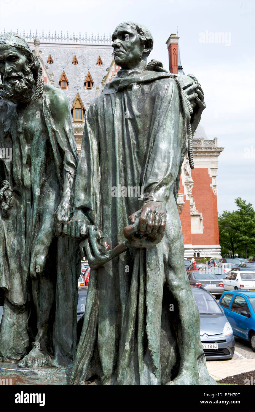 Calais, the Burghers of Calais, statue by Rodin in front of the City ...