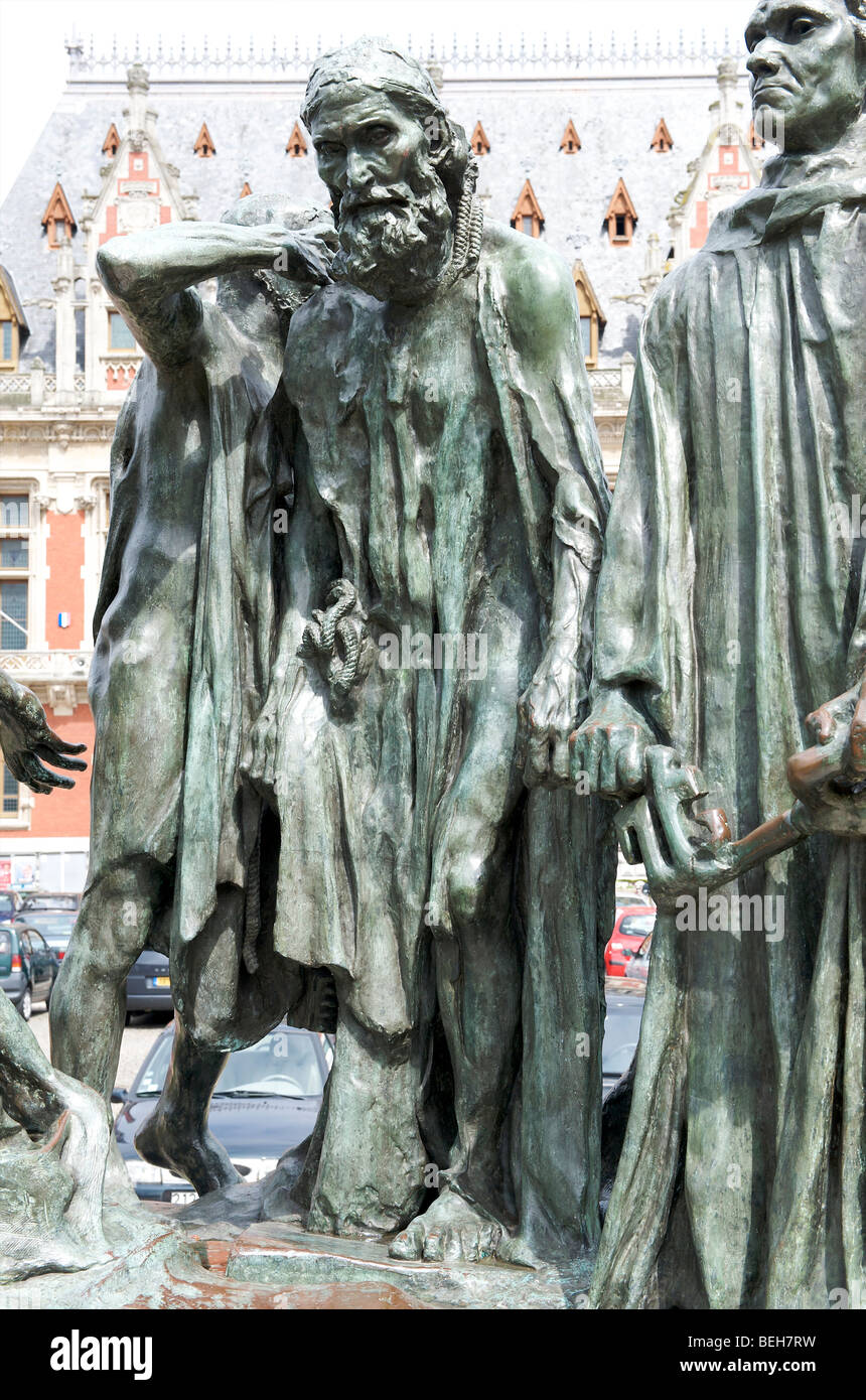 Calais, the Burghers of Calais, statue by Rodin in front of the City ...