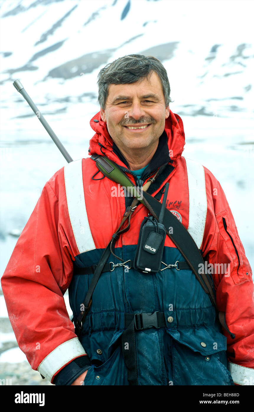 Spitsbergen, Svalbard, Dimitri, Russian guide on the Akademik ...