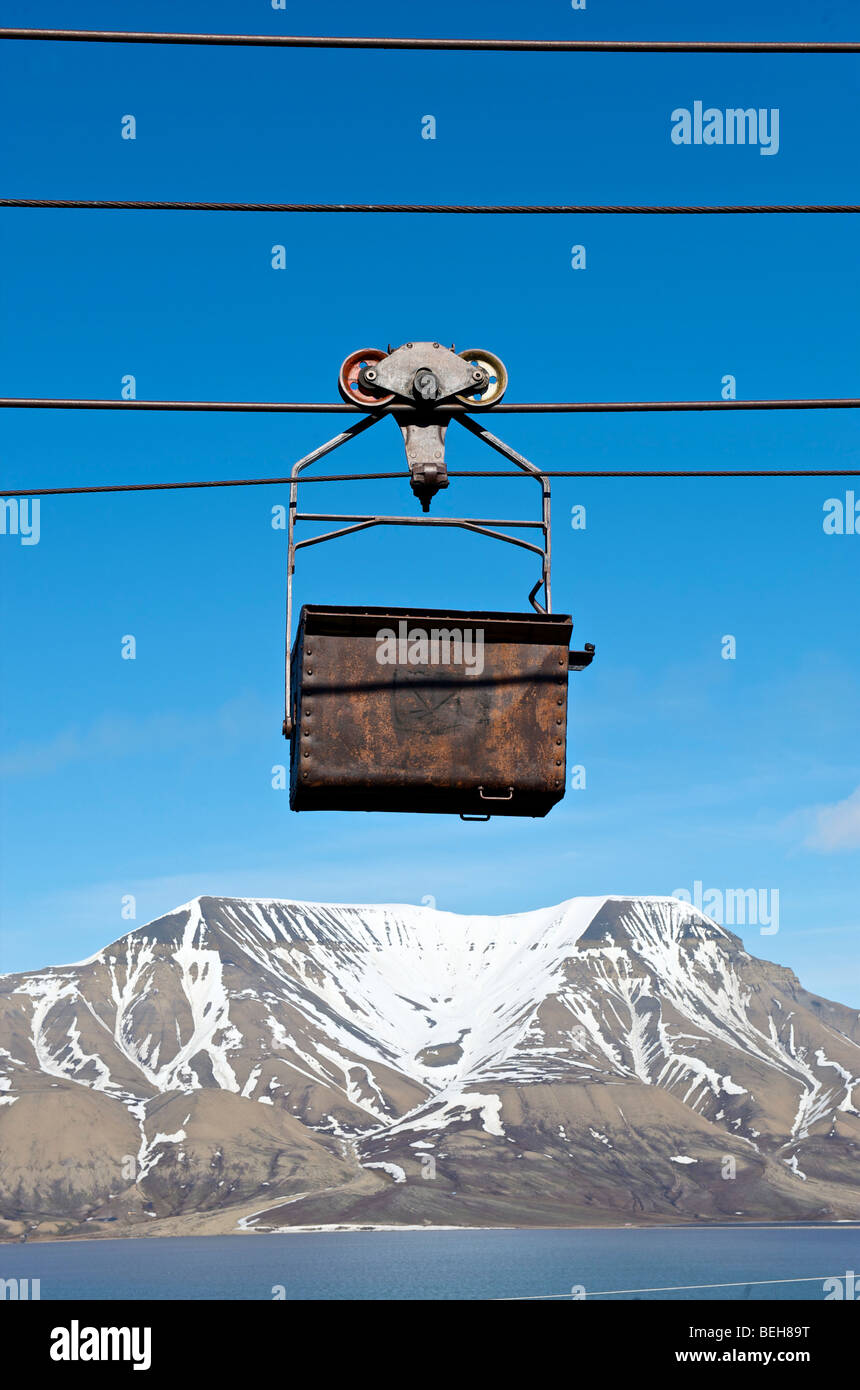 Spitsbergen, Svalbard, Longyearbyen, remains of the old coal mine Stock ...