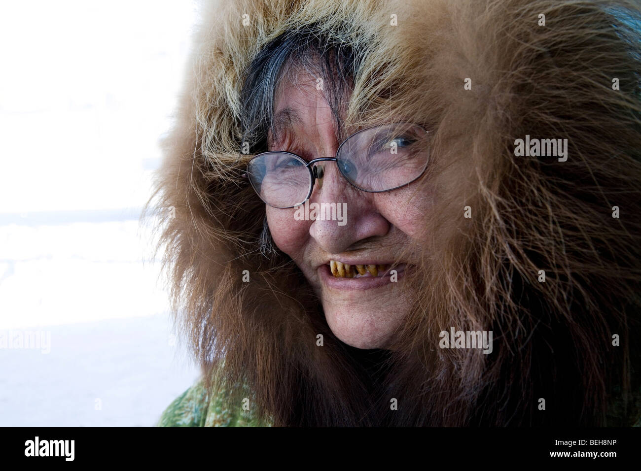 Portrait of an Inuk. Gojahaven is a town in the far north of canada ...