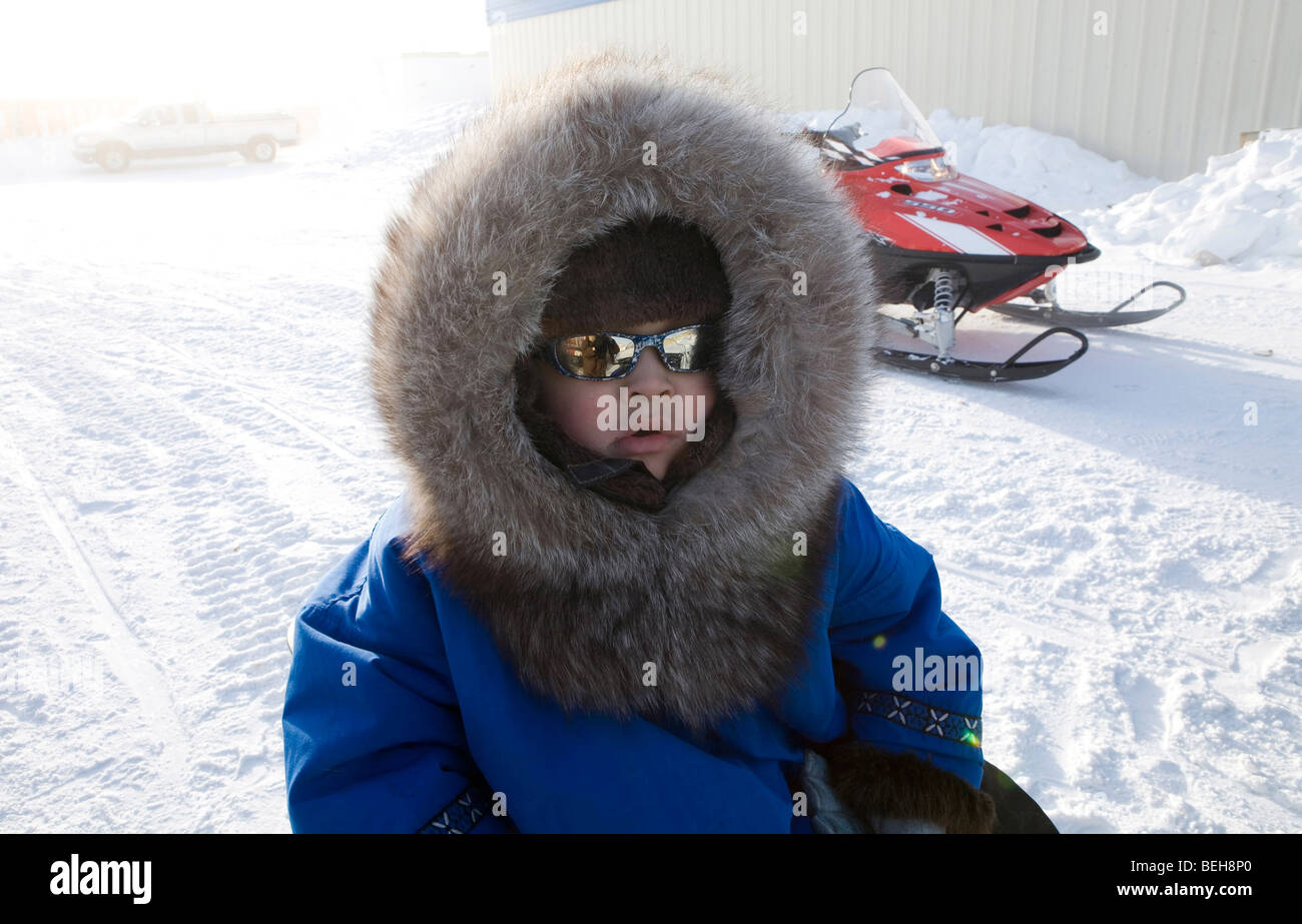 Portrait of an Inuk. Gojahaven is a town in the far north of canada ...