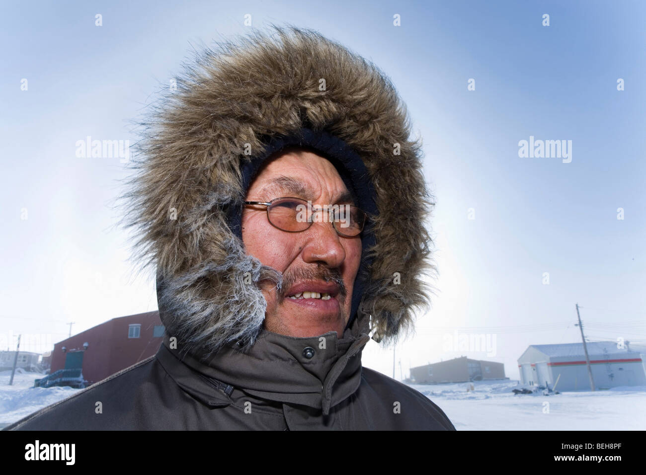 Portrait of an Inuk. Gojahaven is a town in the far north of canada ...