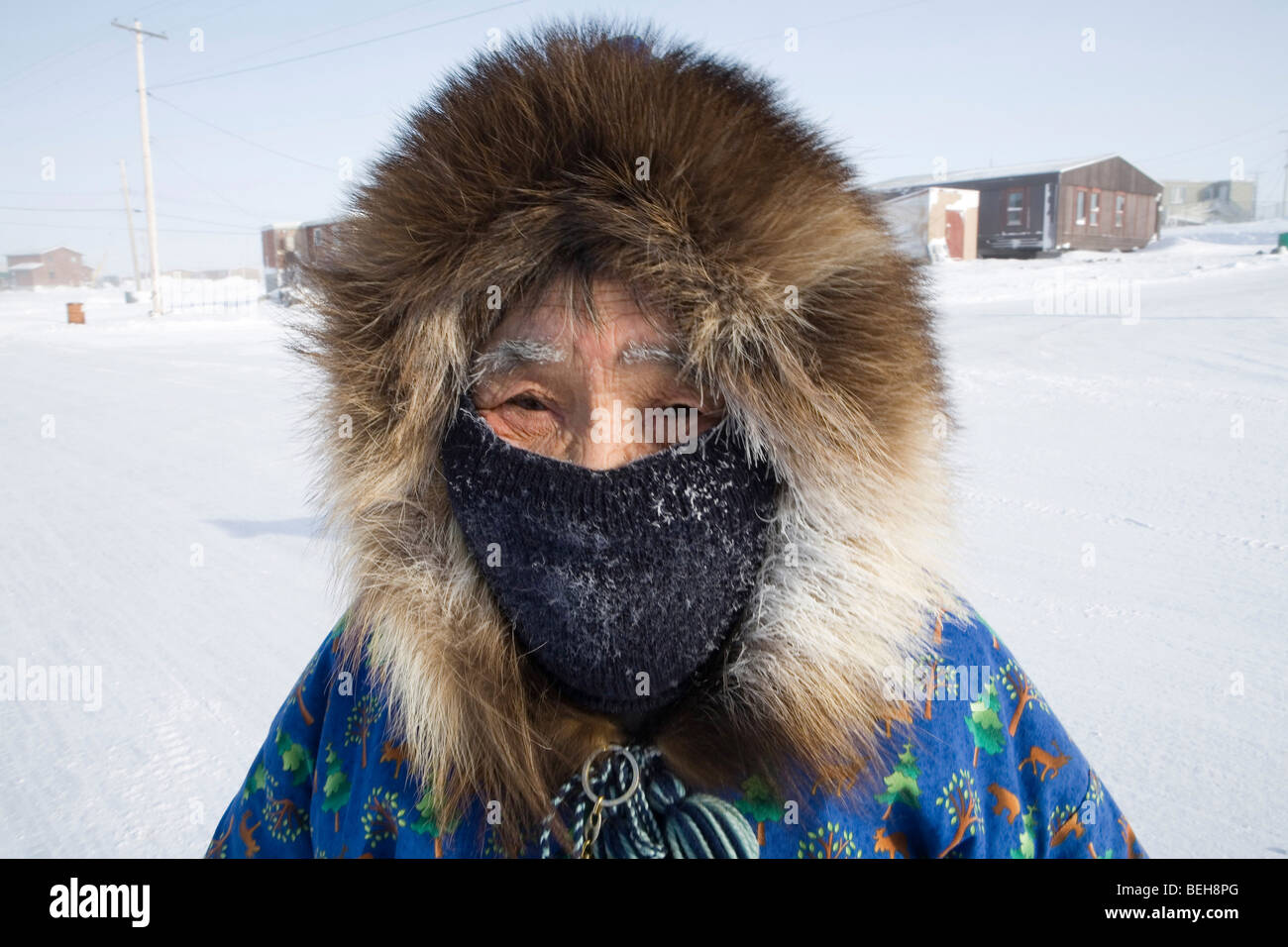 Portrait of an Inuk. Gojahaven is a town in the far north of canada ...