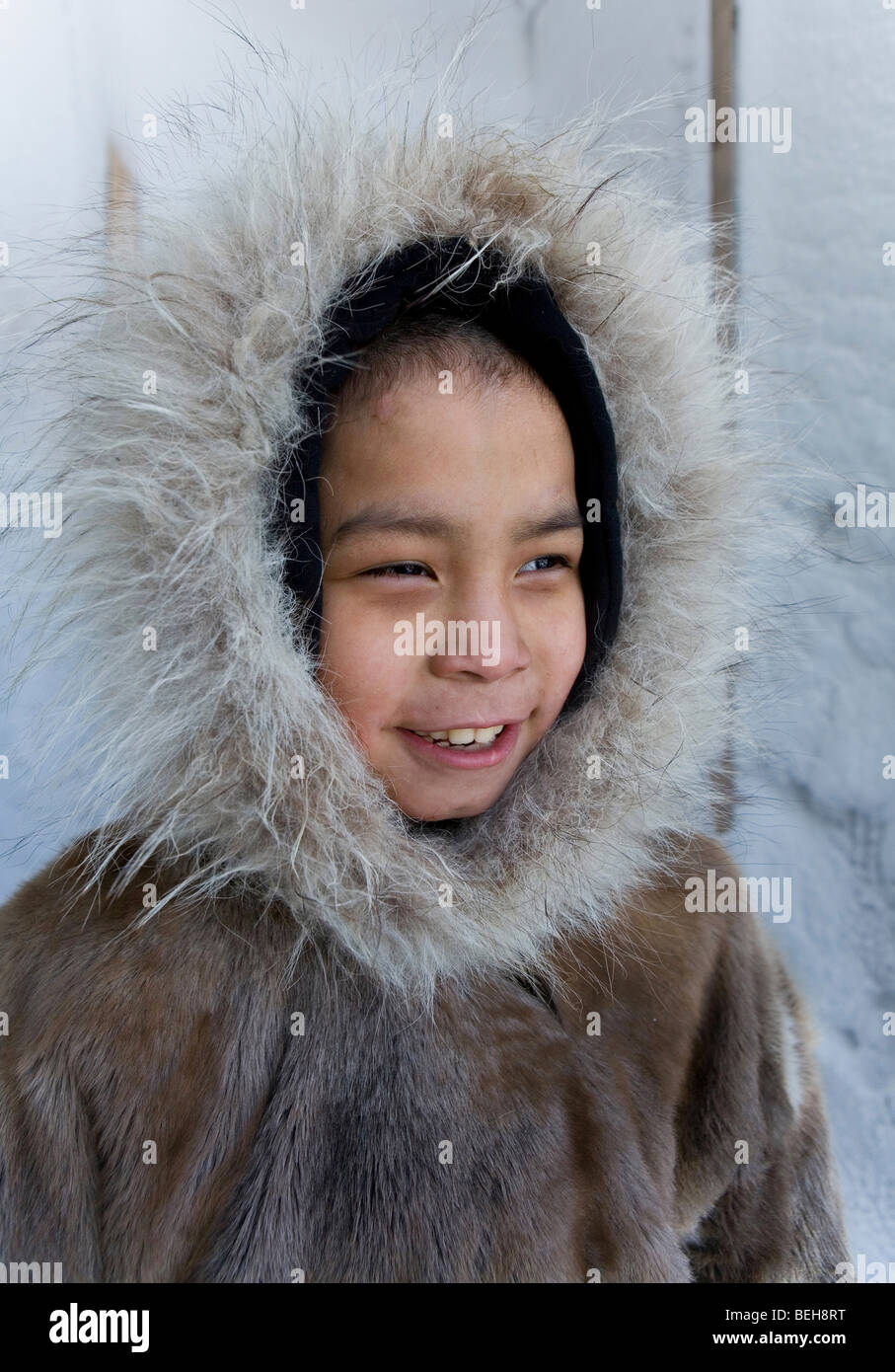Portrait of an Inuk. Gojahaven is a town in the far north of canada ...