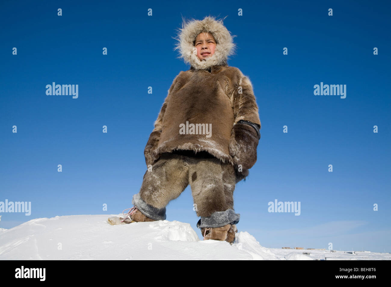 Portrait of an Inuk. Gojahaven is a town in the far north of canada ...