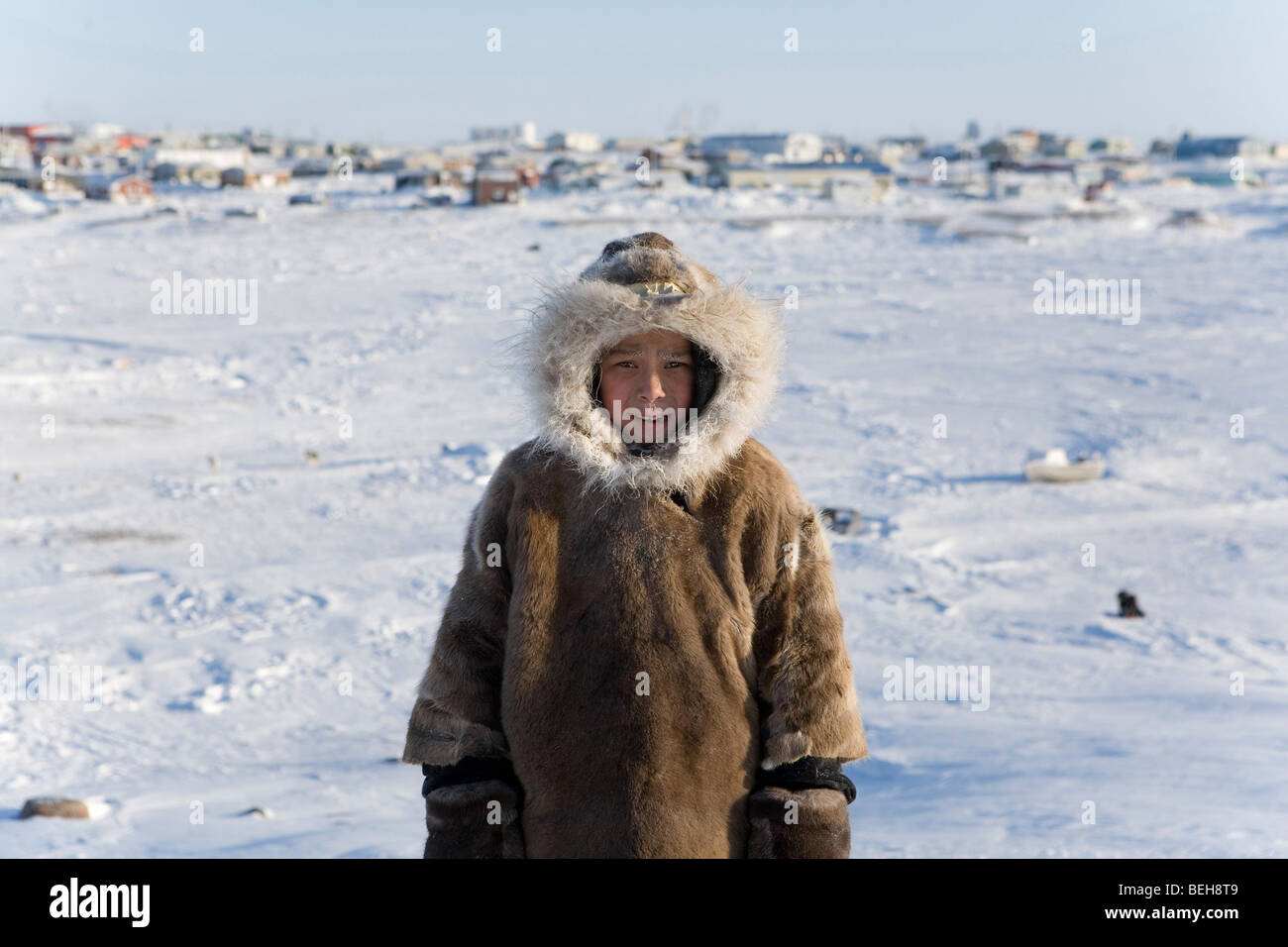 Portrait of an Inuk. Gojahaven is a town in the far north of canada ...