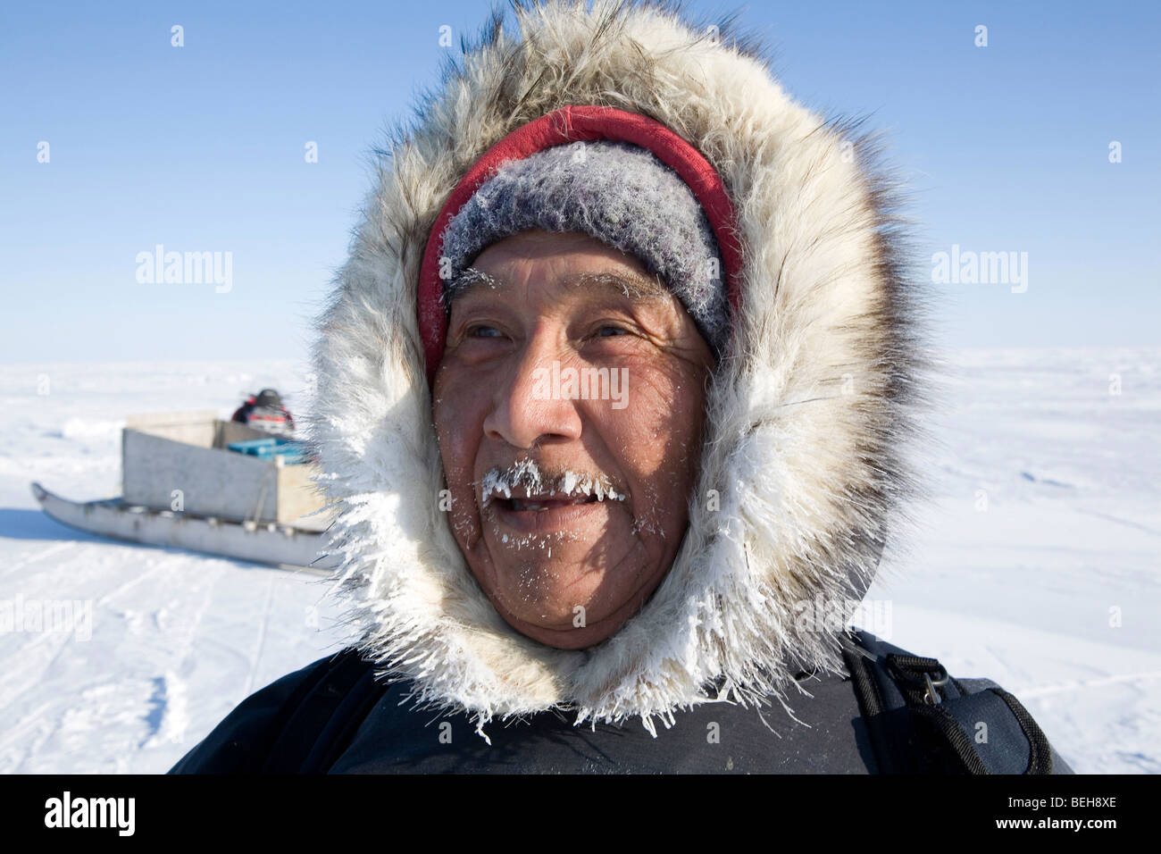 Portrait of an Inuk. Gojahaven is a town in the far north of canada ...