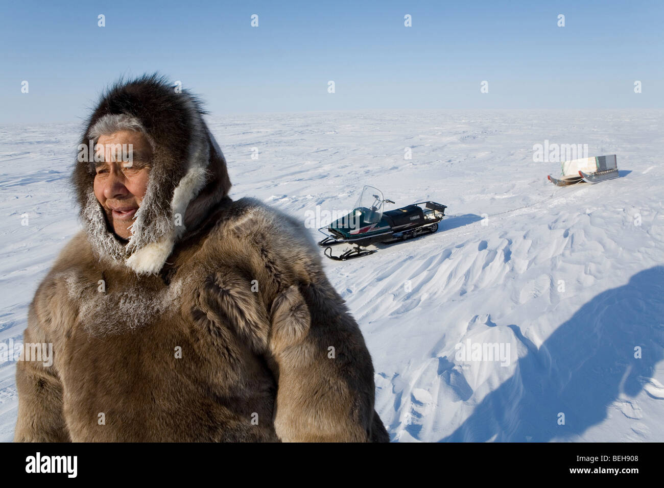 Portrait of an Inuk. Gojahaven is a town in the far north of canada ...