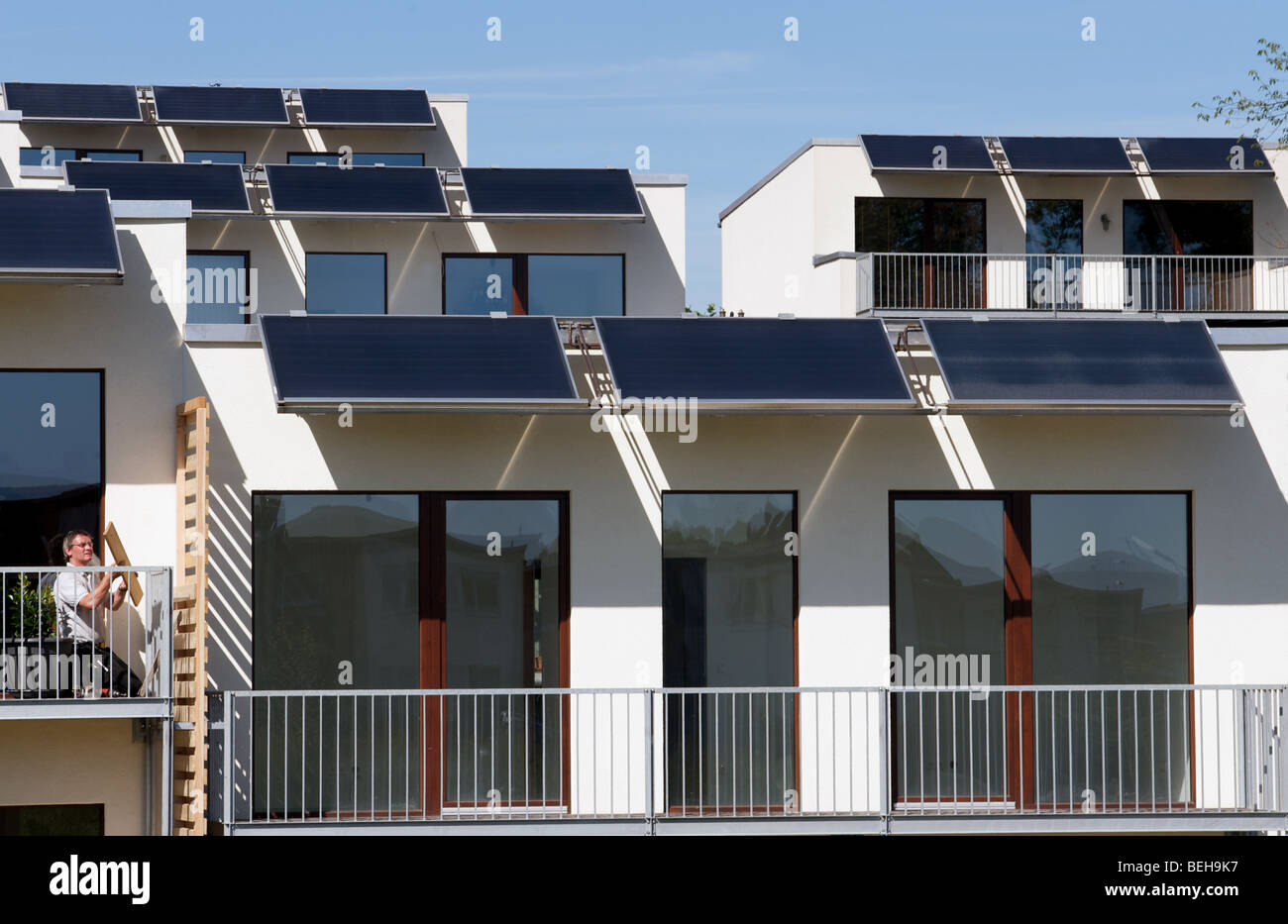 Energy efficient apartments under construction with integrated solar ...