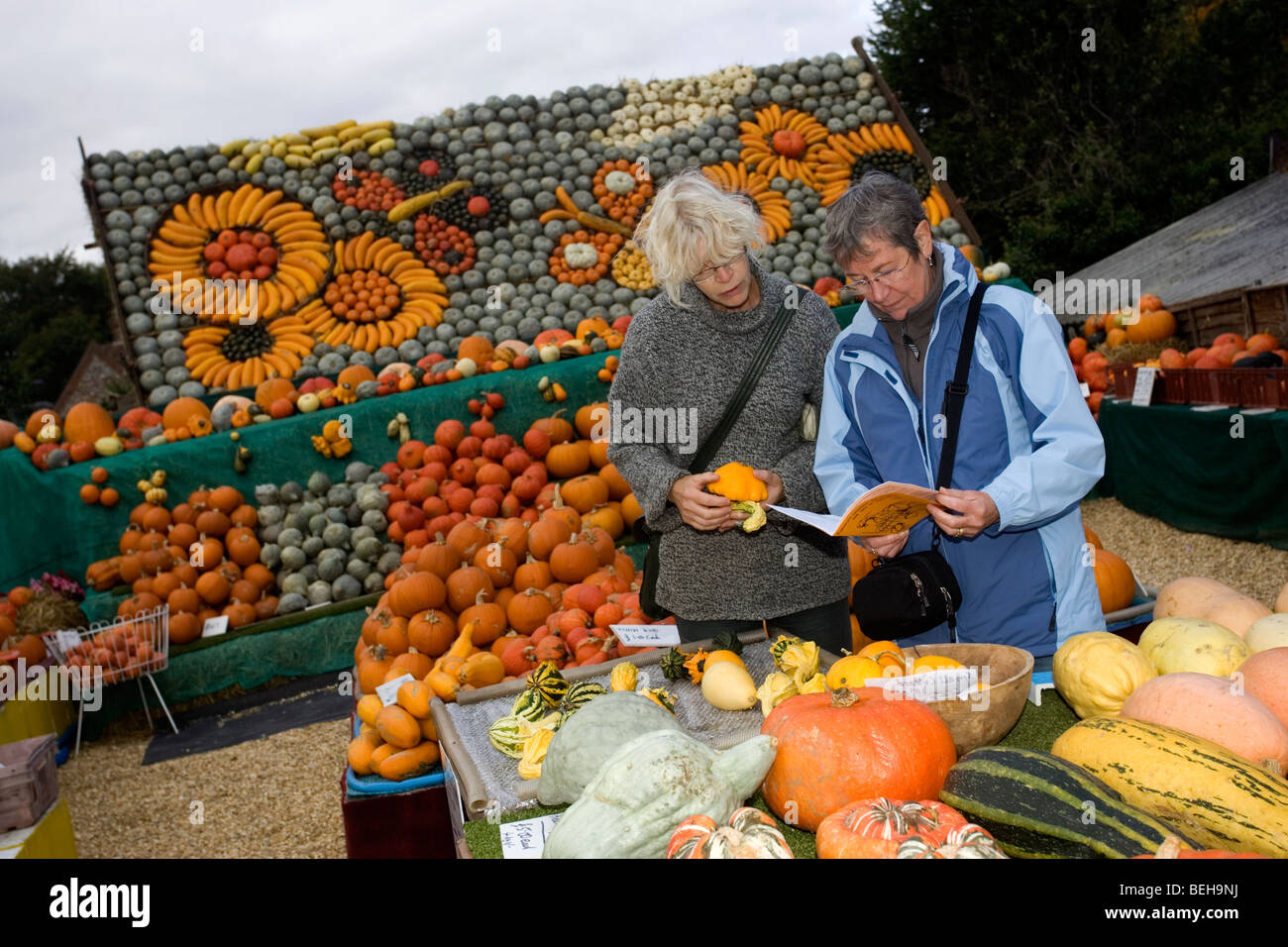 Visitors to Slindon Pumpkin shop and display take a look at what's on ...