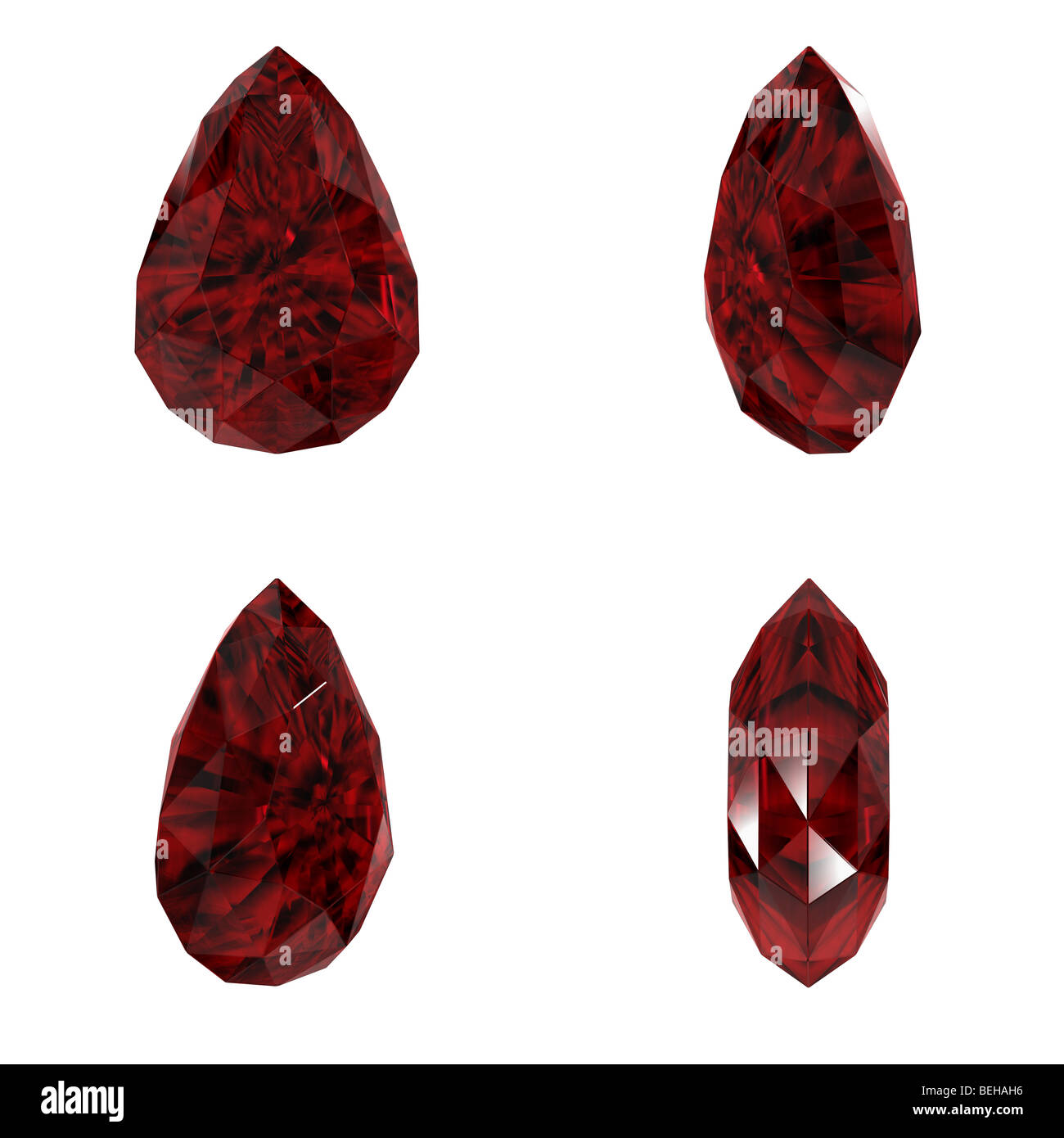Ruby cut diamond set different view isolated with clipping path Stock ...
