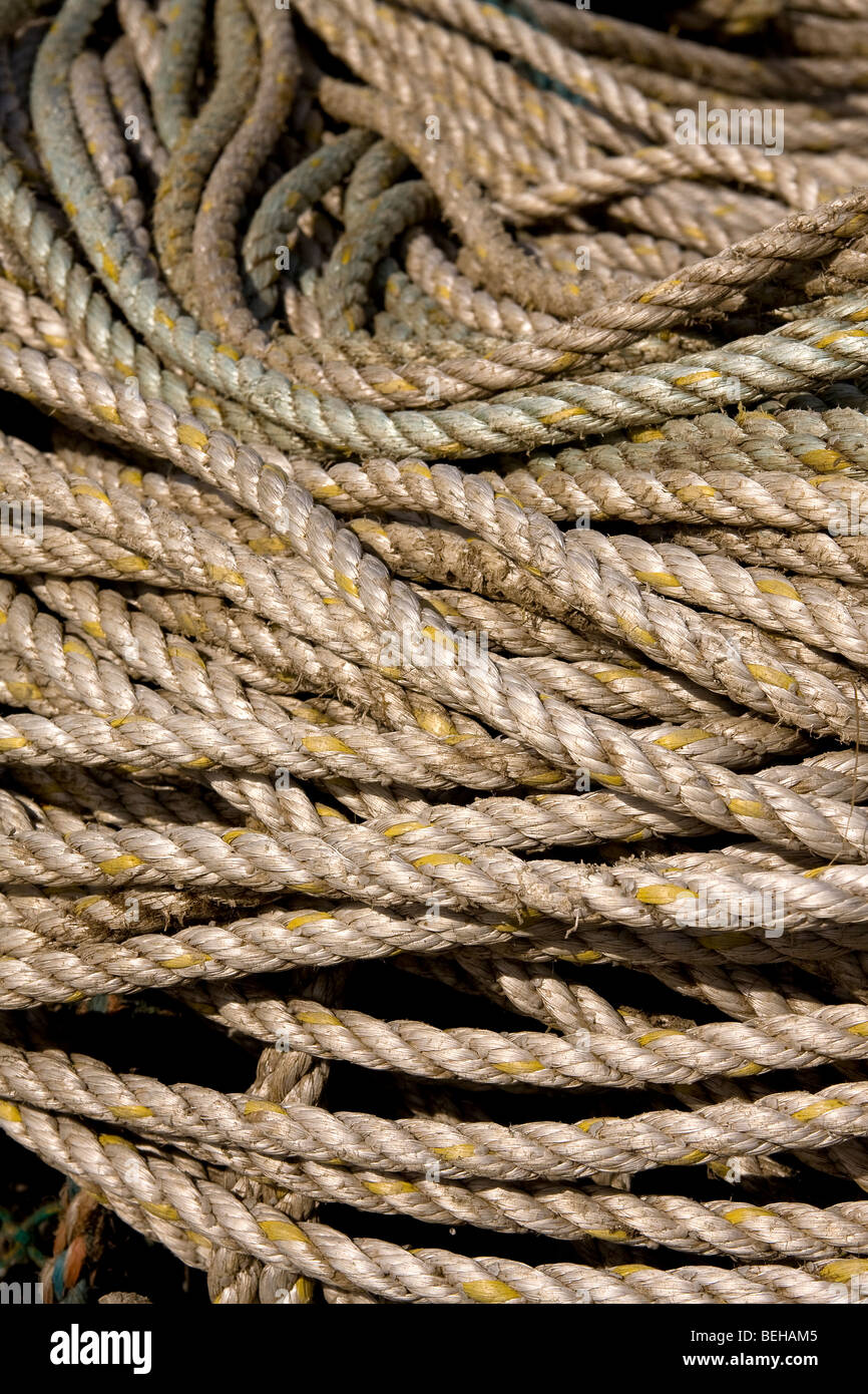 Coil of old rope Stock Photo - Alamy
