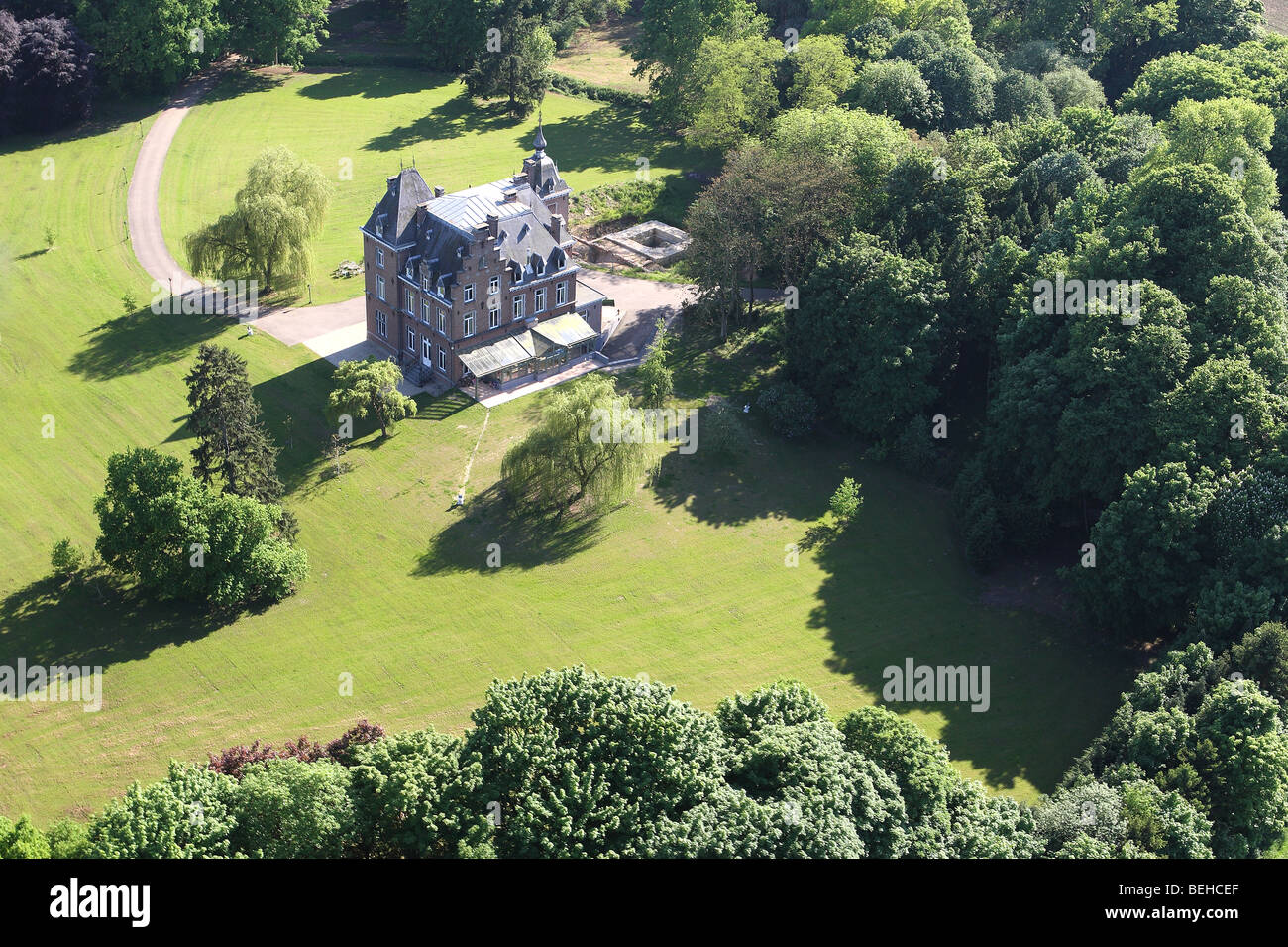 Castle and park Rivieren from the air, Aarschot, Belgium Stock Photo ...