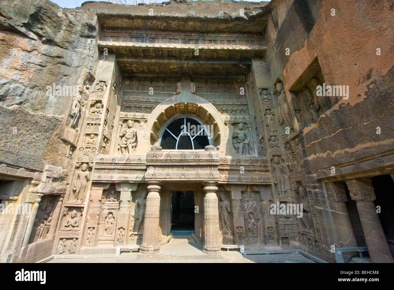 Cave number 19 in Ajanta Buddhist Caves in India Stock Photo - Alamy