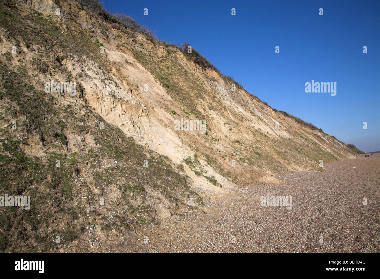 Dunwich beach and cliffs, North Sea coast, Suffolk, East Anglia ...