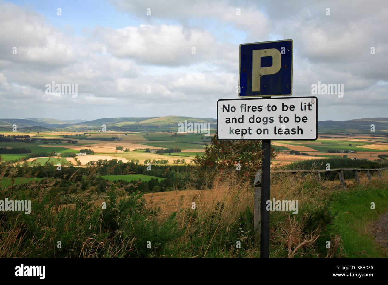 Road sign in the Correen Hills, Aberdeenshire, Scotland, United Kingdom ...