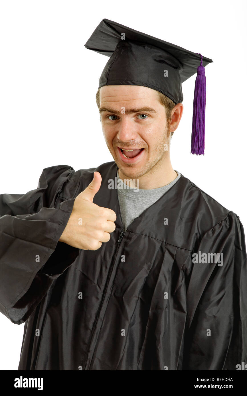 happy young man after his graduation, isolated on white Stock Photo - Alamy