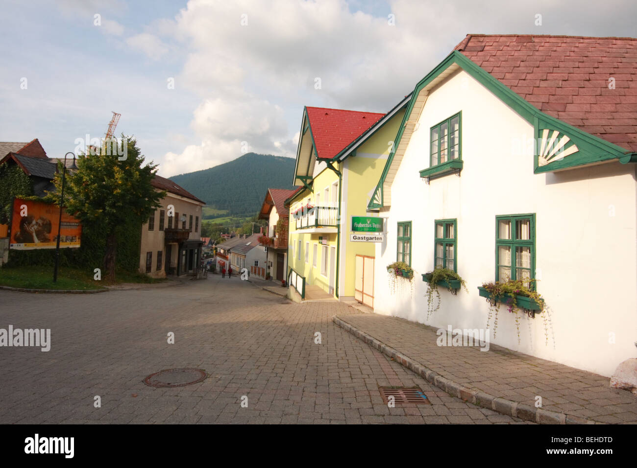 Hilly town of Puchberg in the Austrian Alps Stock Photo - Alamy