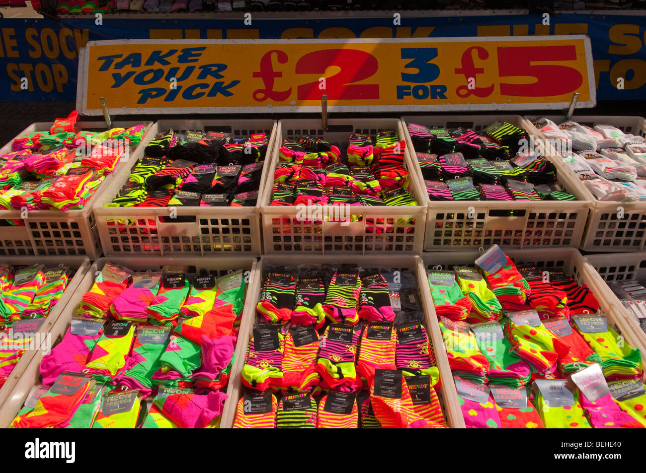 Socks market stall hi-res stock photography and images - Alamy