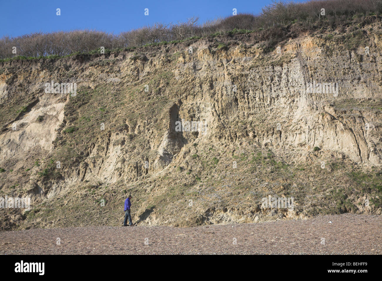Dunwich beach and cliffs, North Sea coast, Suffolk, East Anglia ...