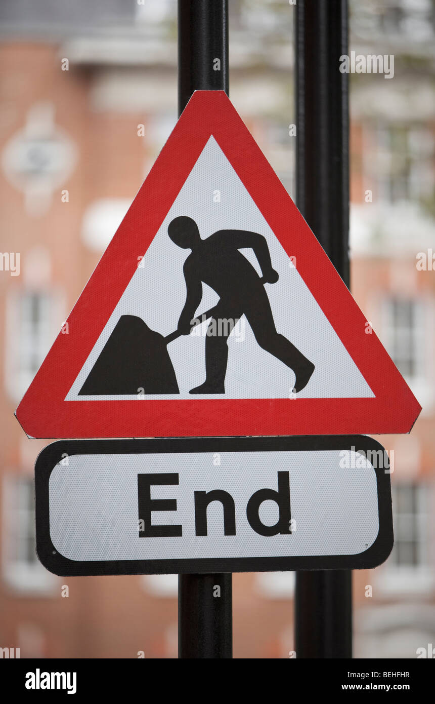 A roadwork sign,UK Stock Photo - Alamy