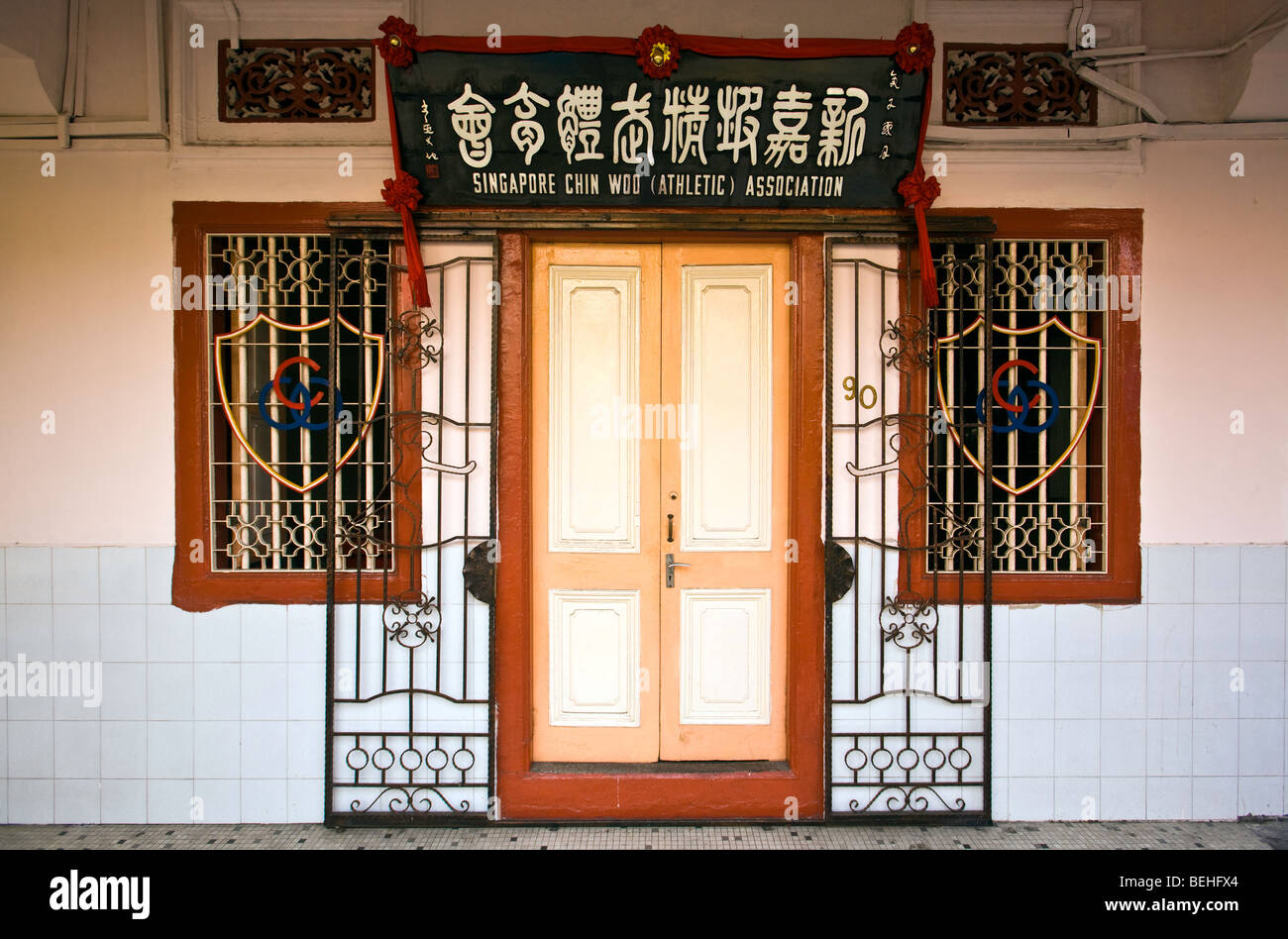 Singapore, Chinatown, Neil Road. Conservation shophouses Stock Photo ...