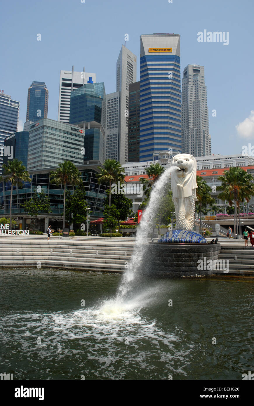 Merlion and city skyline, Singapore Stock Photo - Alamy