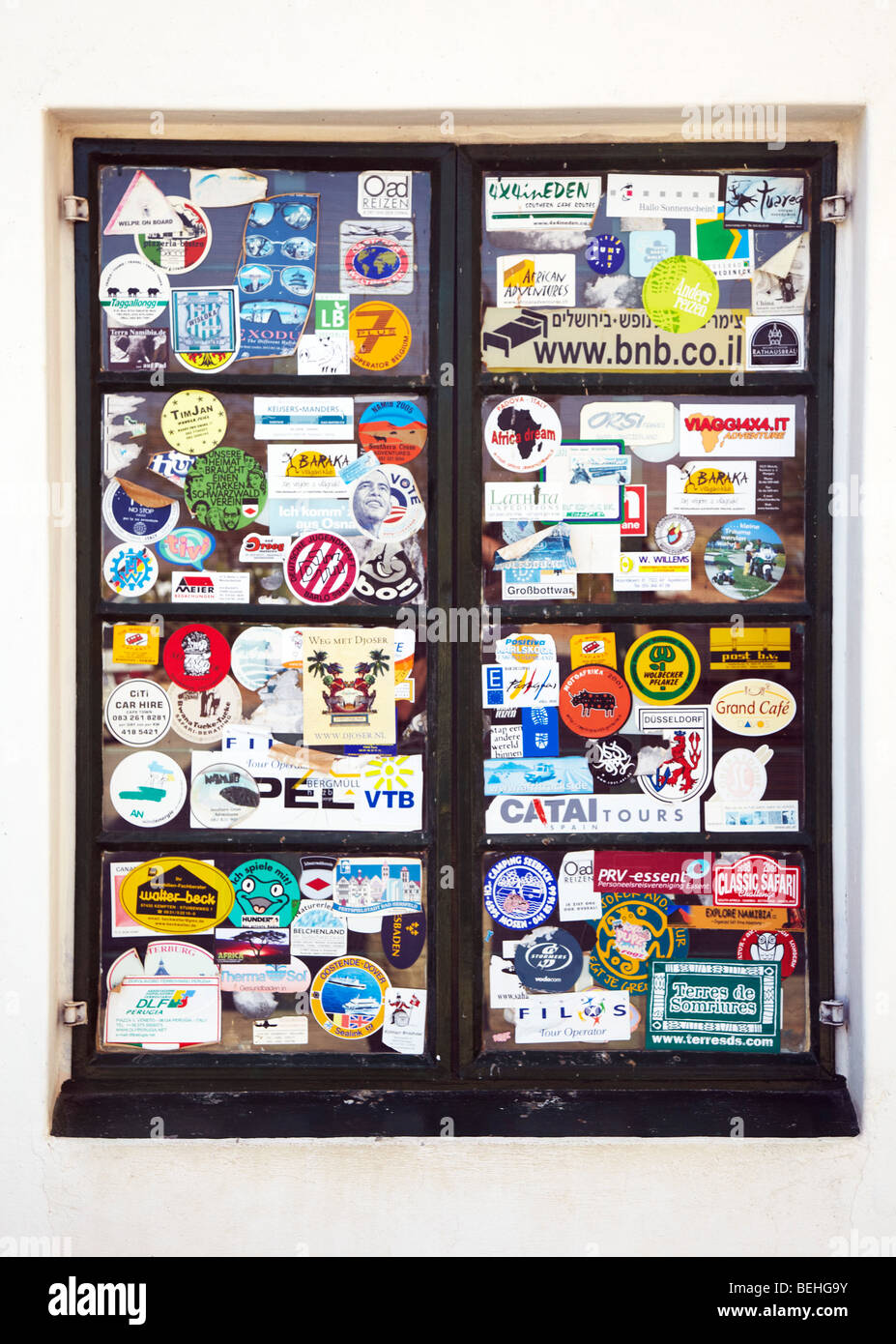 Stickers window hi-res stock photography and images - Alamy