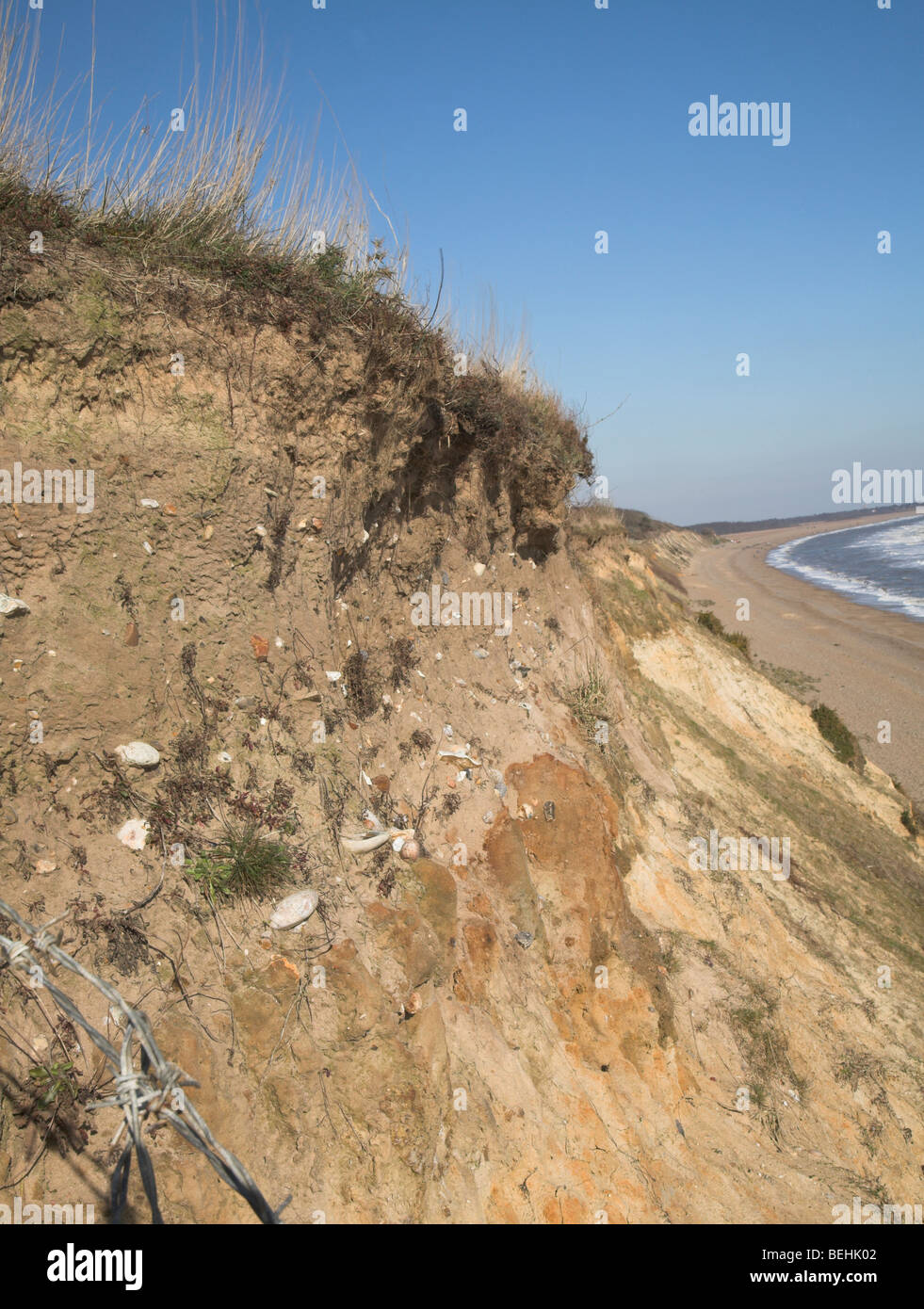 Dunwich beach and cliffs, North Sea coast, Suffolk, East Anglia ...