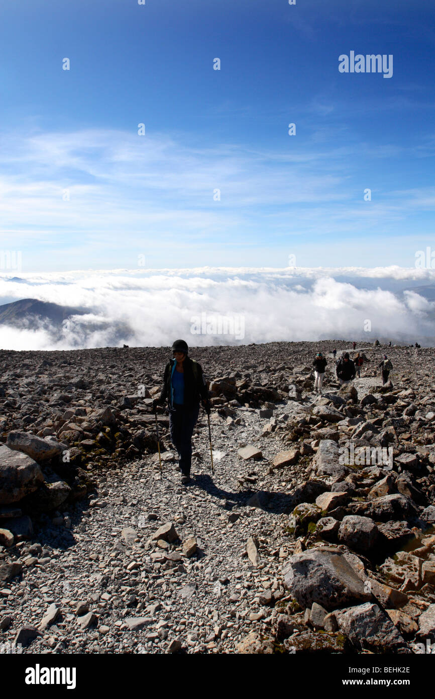 Hiker approaching the summit plateau of Ben Nevis, Scotland, UK Stock ...