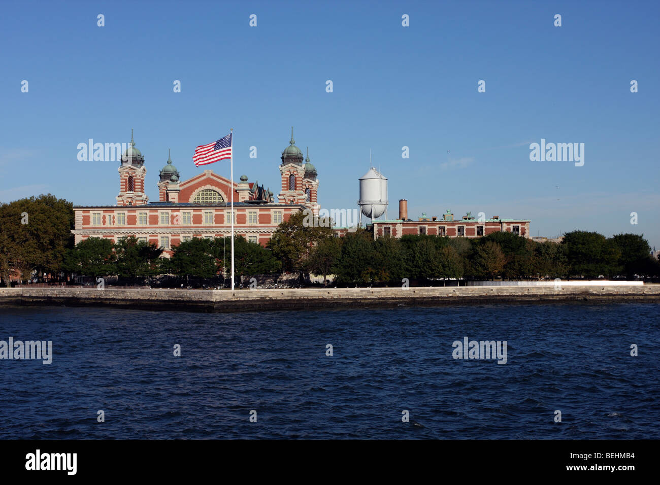 Ellis Island, front view from ferry Stock Photo - Alamy