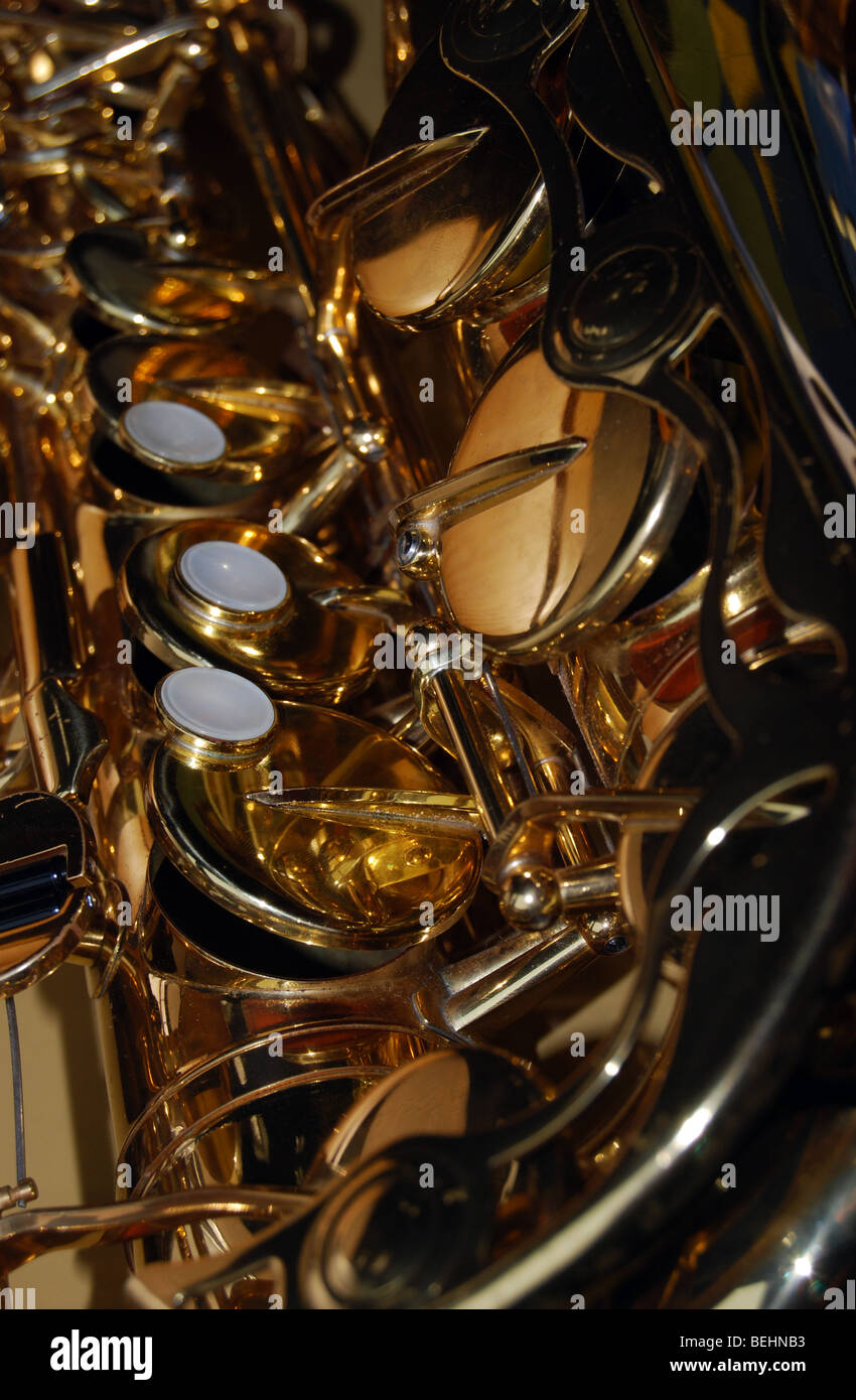 Close up of the saxophone musical instrument Stock Photo - Alamy