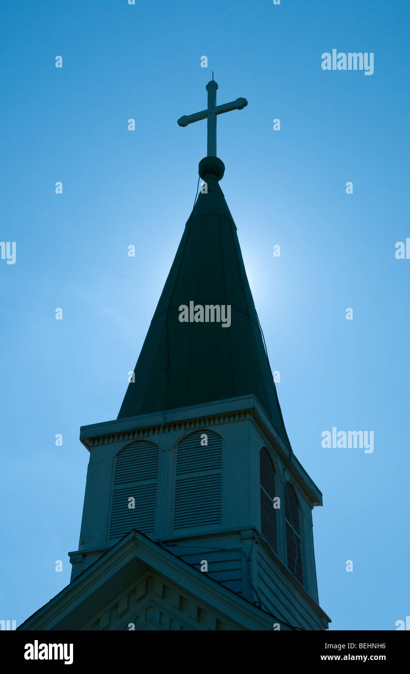Small Town Catholic Church Cemetery / Steeple & Cross Stock Photo - Alamy