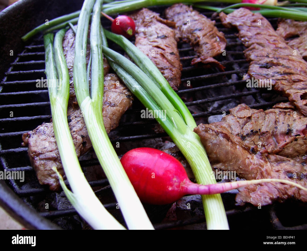 Carne Asada cooking on BBQ Stock Photo - Alamy