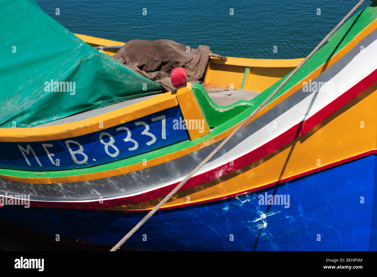 Traditional Maltese luzzu (fishing boat) close up Stock Photo - Alamy