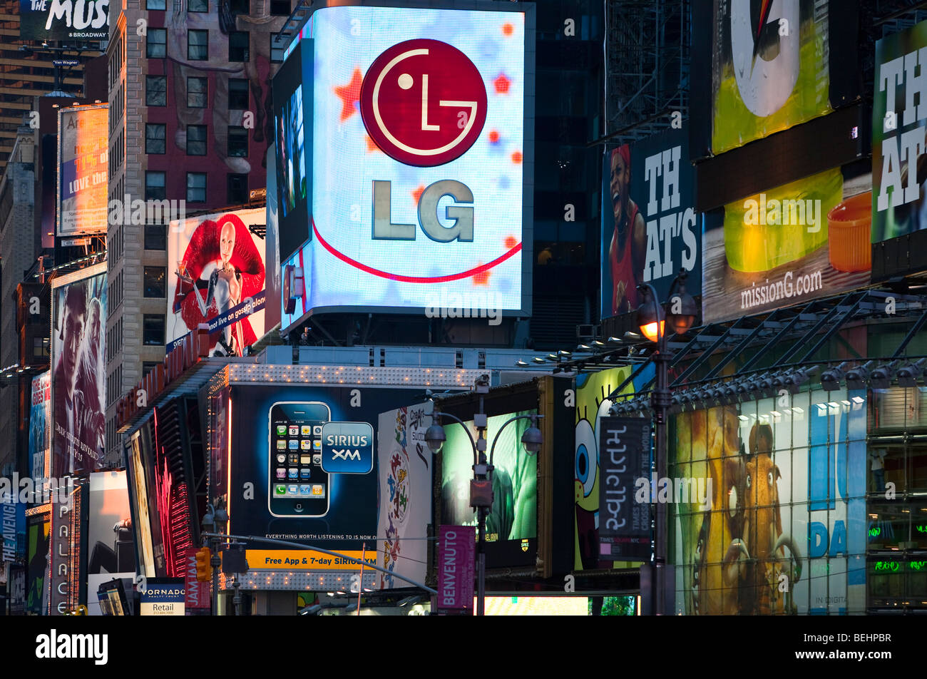 U.S.A., New York,Manhattan,luminous signs in Times Square area Stock ...
