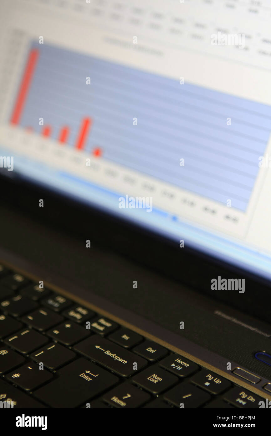 a view of part of a laptop with a graph on the screen Stock Photo - Alamy
