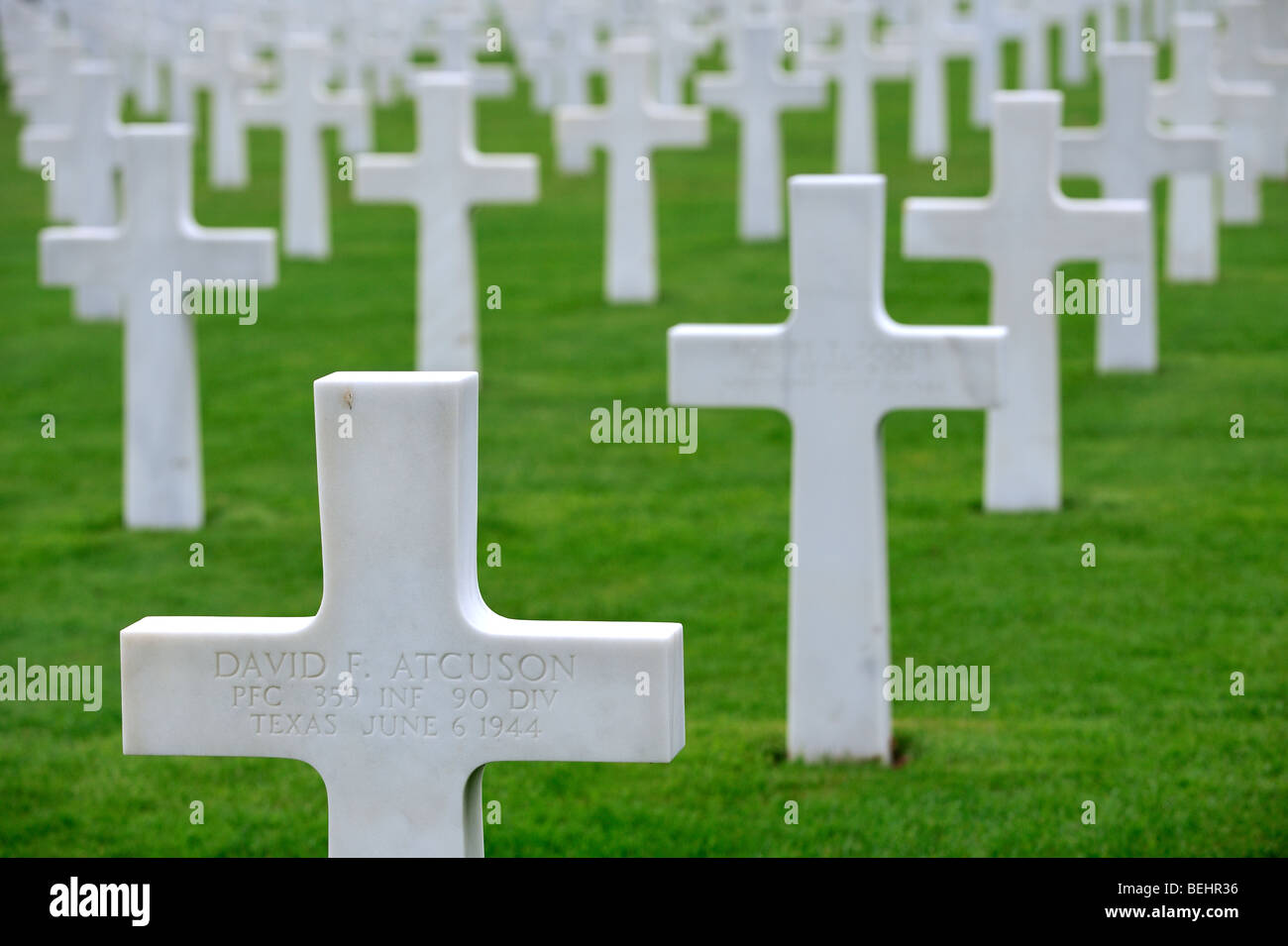 Second World War Two graves at the Normandy American Cemetery and ...