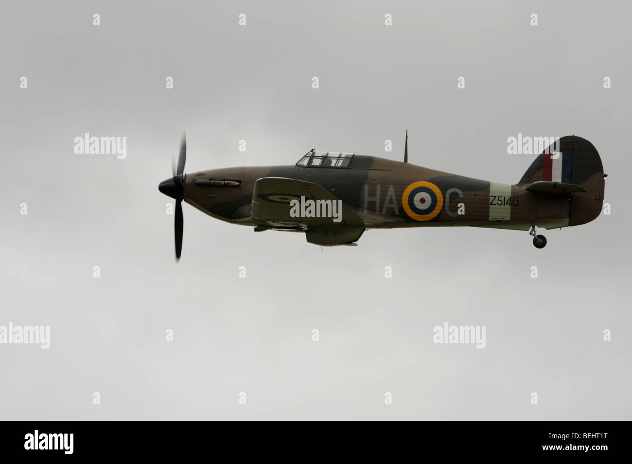 A Hawker Hurricane giving a flypast at IWM Duxford, England Stock Photo ...