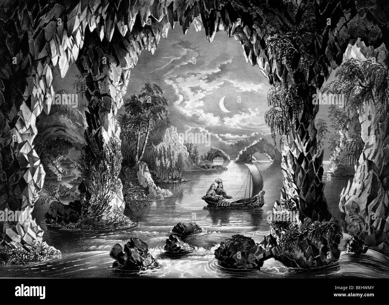 Cave in night Black and White Stock Photos & Images - Alamy