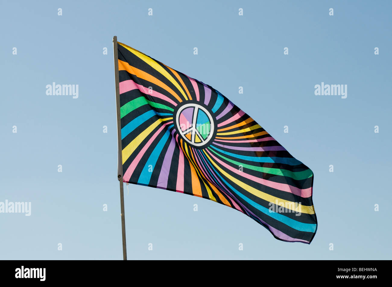 Joshua Tree Roots Music festival California peace flag Stock Photo - Alamy