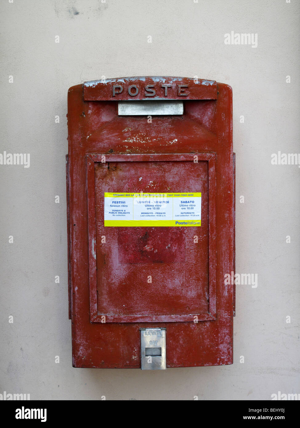 A red post box in Italy Stock Photo - Alamy